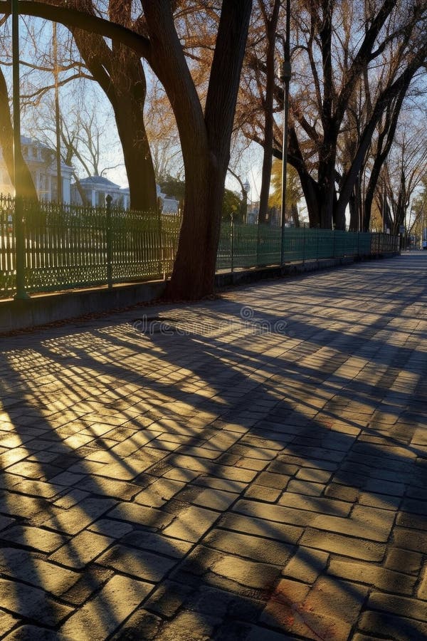 Shadows Cast by Trees Onto a Sunlit Pavement Stock Illustration ...