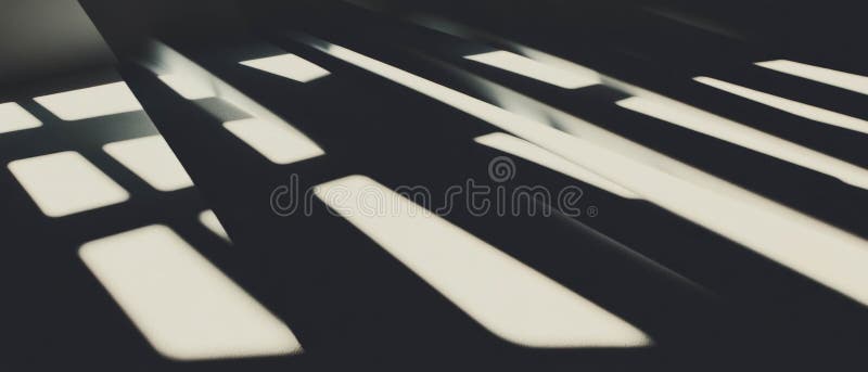 Shadows Cast by Window Frames Create Geometric Patterns on a Black ...