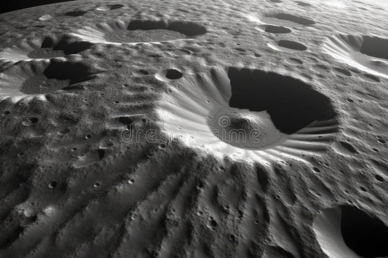 Shadows of Craters Creating Stunning Patterns on Lunar Surface Stock ...