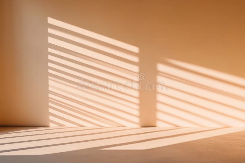 Shadows Create Patterns on a Warm-toned Wall and Floor during the Late ...