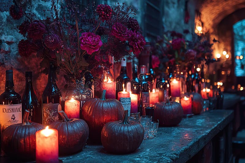 Shadows Dance Eerie Revelry in a Gothic Halloween Soiree Stock ...