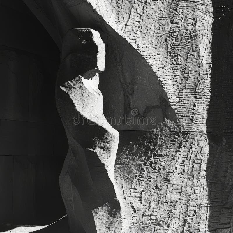 Shadows Dancing Across the Rough Surface of a Towering Stone Sculpture ...