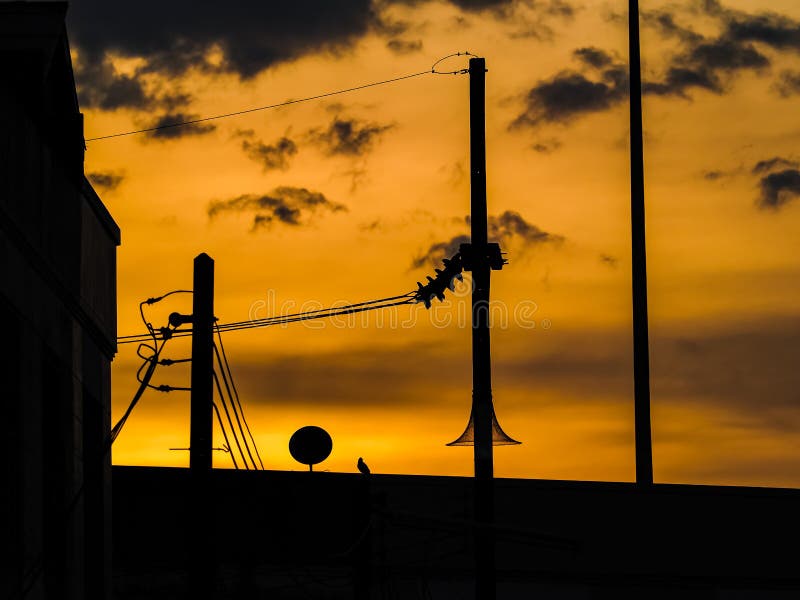 Shadows of Electric Poles and Buildings in Sunlight Stock Photo - Image ...