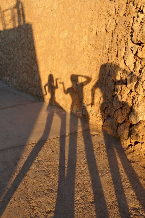 Two Shadows of Girls on a Stone Wall in Thingvellir National Par Stock ...