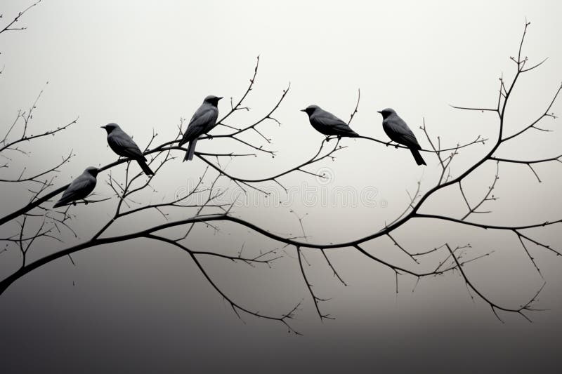 Shadows in Harmony Monochrome Image Features Birds Silhouetted on ...