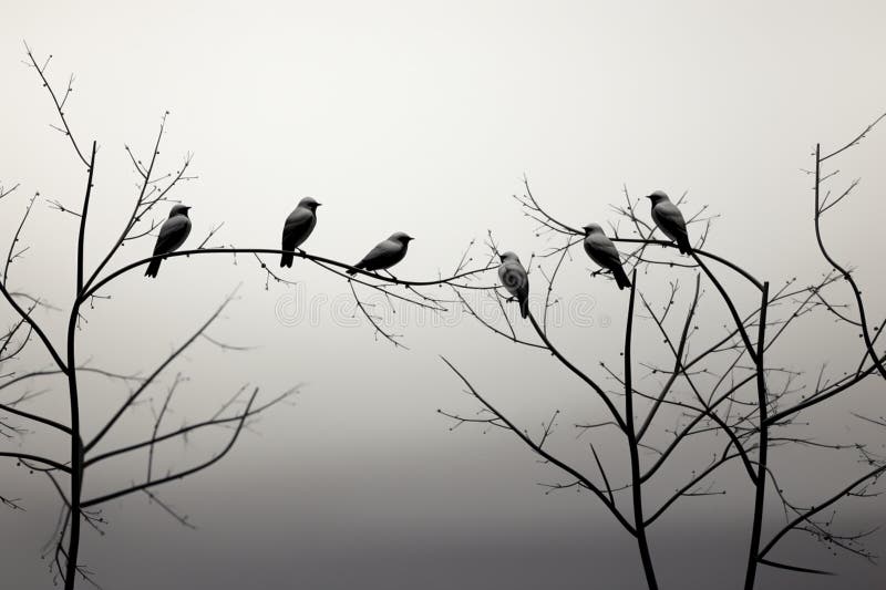 Shadows in Harmony Monochrome Image Features Birds Silhouetted on ...