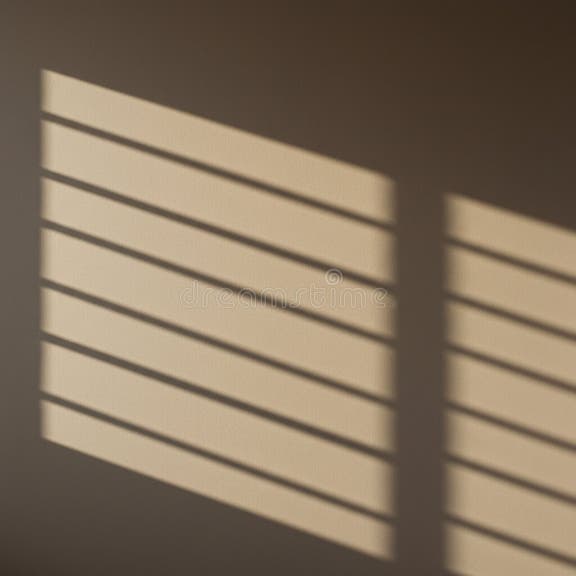 Shadows of Horizontal Blinds Cast Across a Plain Wall, Creating a ...