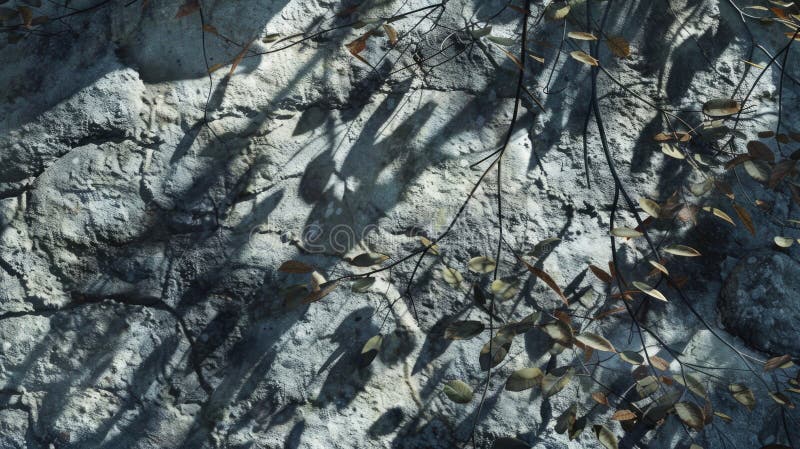 Shadows of Leaves on Textured Stone Wall. Natural Light Play and ...