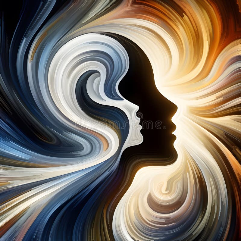 Shadows and Light: Abstract AI Art Exploration Stock Illustration ...