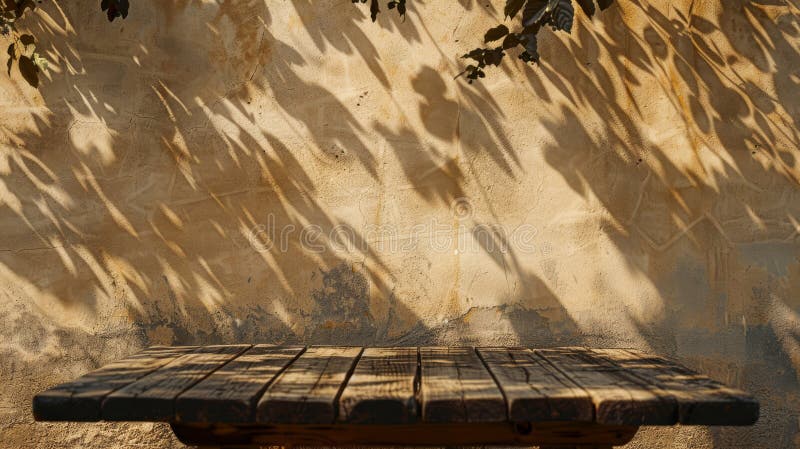 Shadows and Light Dance on a Rustic Table Against an Aged Wall ...