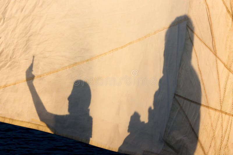 Shadows Making Selfie on a Sail with Smartphone Stock Photo - Image of ...