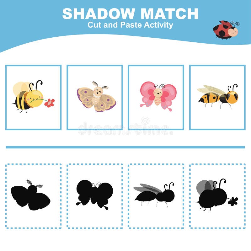 Cut the Image in Each Box and Glue it on Each Shadow Stock Vector ...