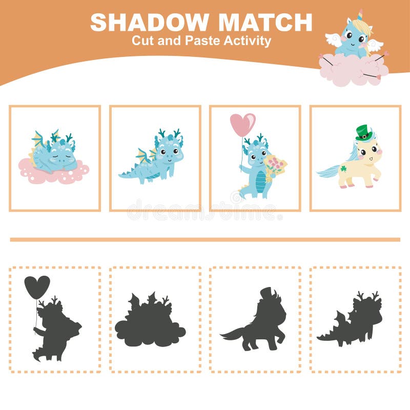 Cut the Image in Each Box and Glue it on Each Shadow Stock Vector ...