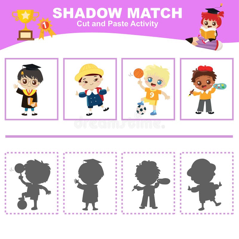 Cut the Image in Each Box and Glue it on Each Shadow Stock Vector ...