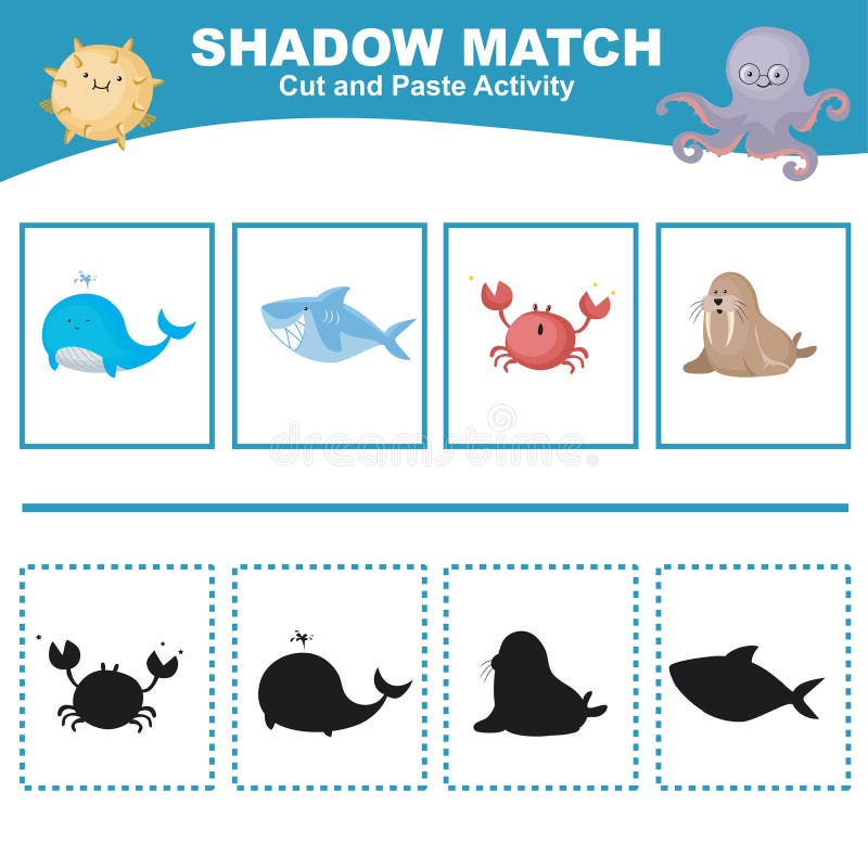 Cut the Image in Each Box and Glue it on Each Shadow Stock Vector ...
