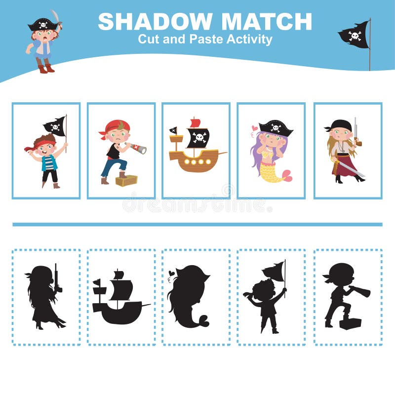 Cut the Image in Each Box and Glue it on Each Shadow Stock Vector ...