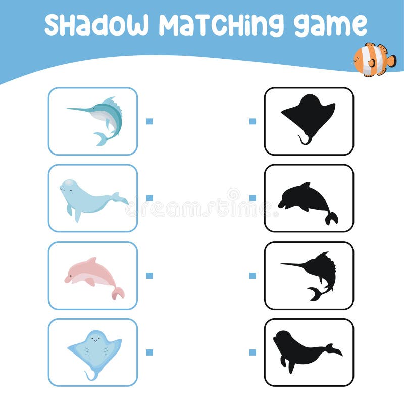 Matching Shadow Game for Children Stock Vector - Illustration of ...