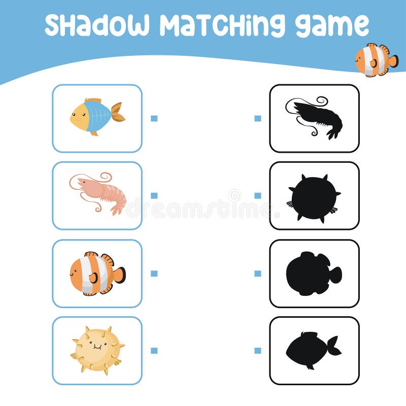 Matching Shadow Game for Children Stock Vector - Illustration of ...
