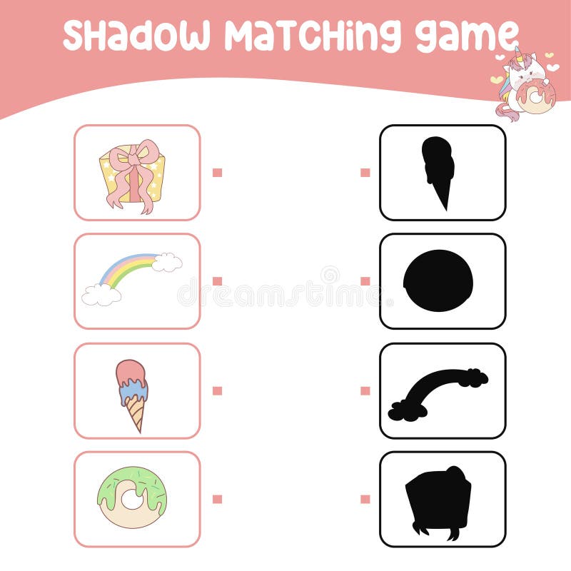 Matching Shadow Game for Children Stock Vector - Illustration of ...