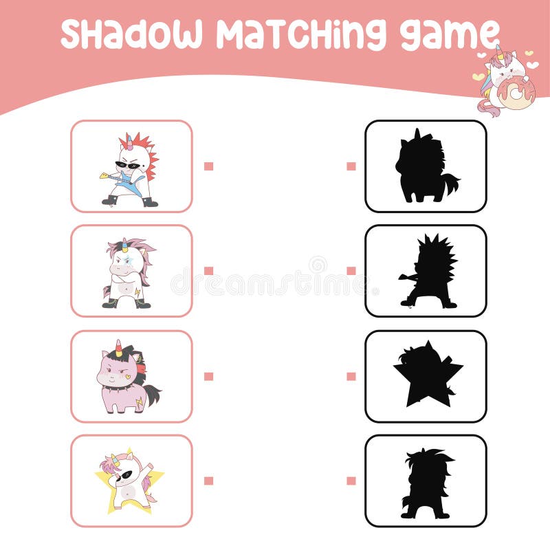 Matching Shadow Game for Children Stock Vector - Illustration of ...