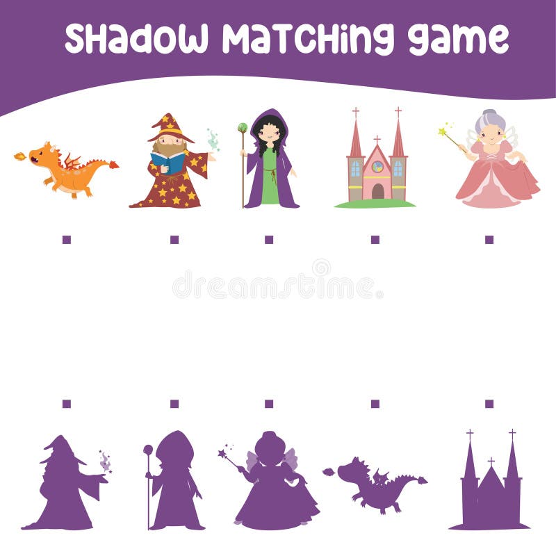 Matching Shadow Game for Children Stock Vector - Illustration of vector ...