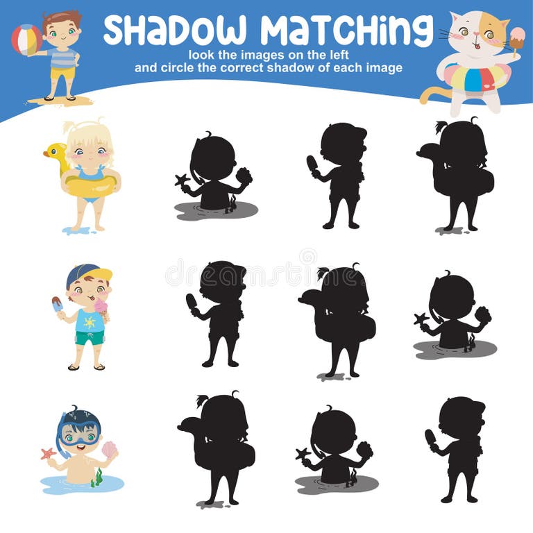207 Shadows Matching Worksheet Stock Illustration - Illustration of ...