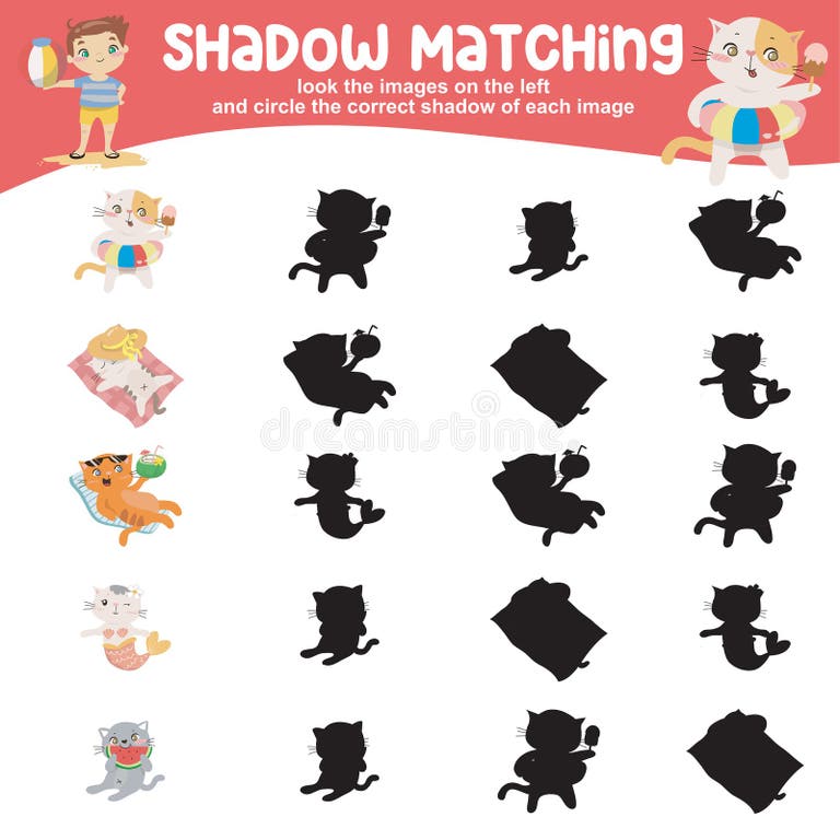 209 Shadows Matching Worksheet Stock Illustration - Illustration of ...