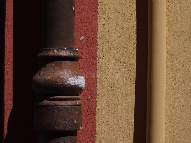 Shadows of Old Pipes on Colored Walls Stock Image - Image of colors ...