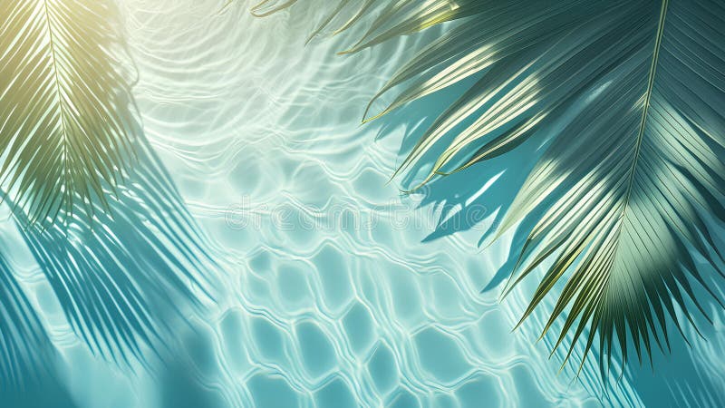Background Texture: Reflection of a Palm Tree in the Turquoise Sea ...