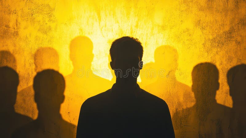 Shadows of People Against a Yellow Backdrop Stock Photo - Image of ...