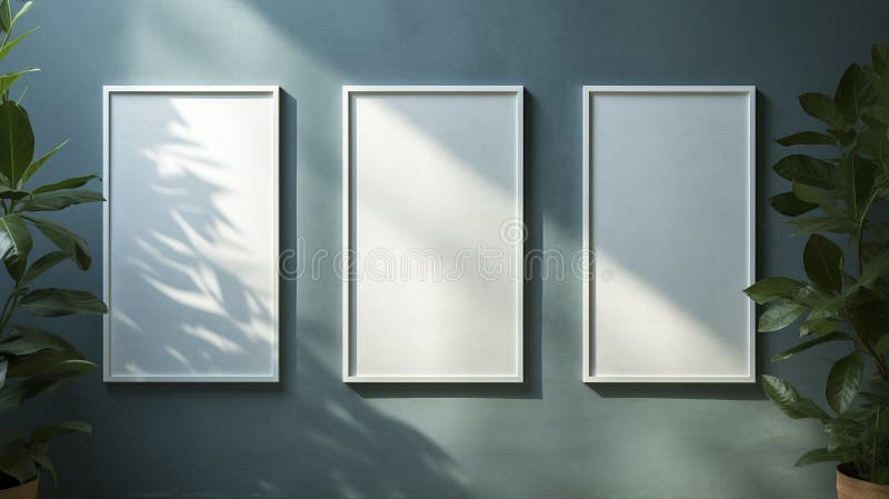 Shadows Plant Leaves 3 White Frames Ai Generated Frame Mockup Minimal ...
