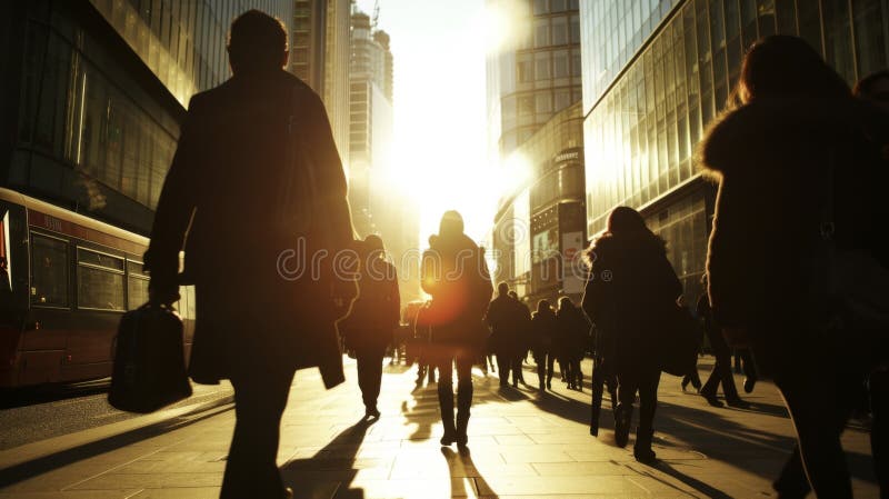 The Shadows of Tall Buildings Creating a Dramatic Backdrop for People ...