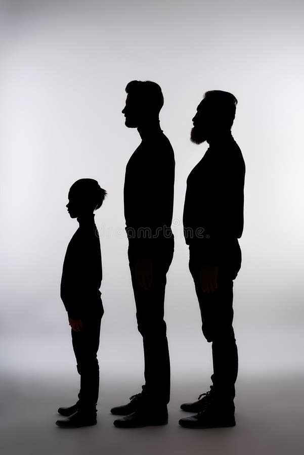 Shadows of Three Generations of Men Face One Direction Stock Image ...
