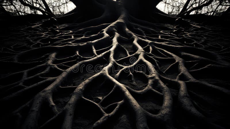 Shadows Tree Roots Silhouette Stock Illustration - Illustration of ...