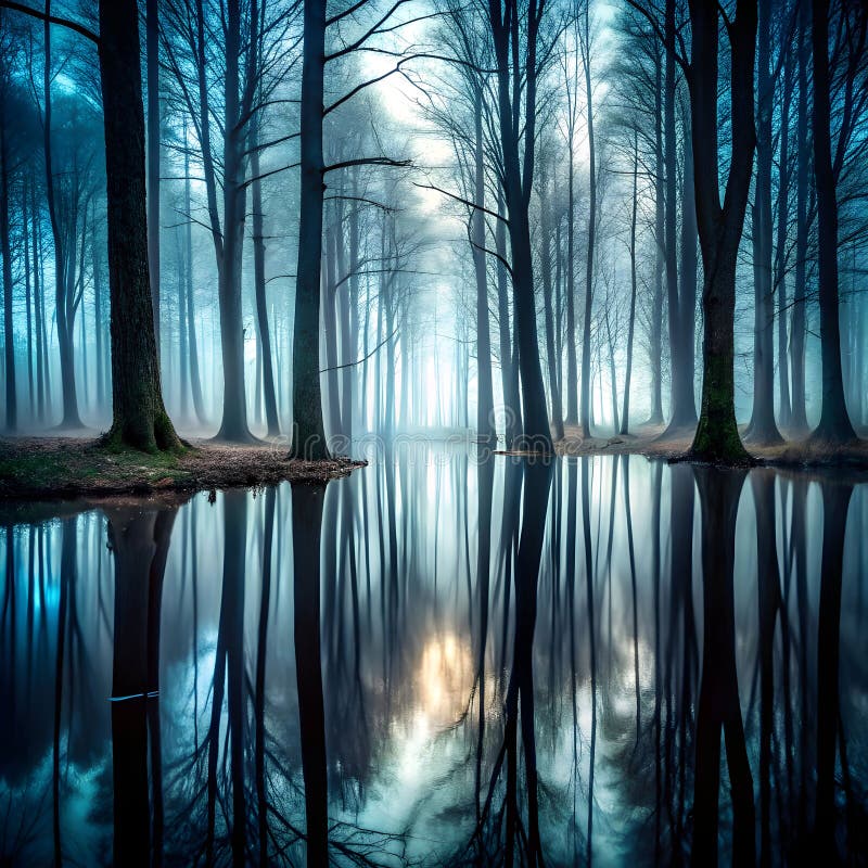 Step into the Depths of a Dark Forest, Where Towering Trees Loom ...