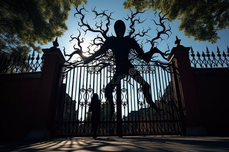 Shadows of Wrought Iron Gate Forming a Mythical Creature Stock Image ...