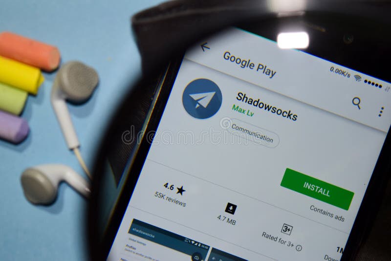 Shadowsocks Dev App with Magnifying on Smartphone Screen Editorial ...