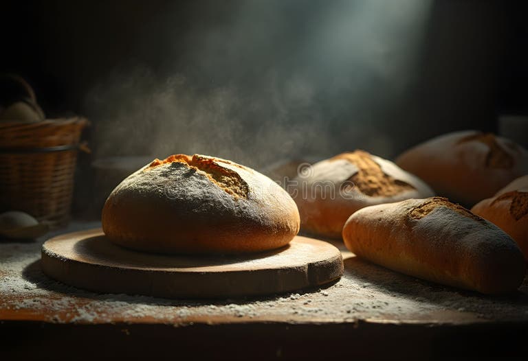 Shadowy Baking Scene with Rustic Charm Stock Image - Image of golden ...