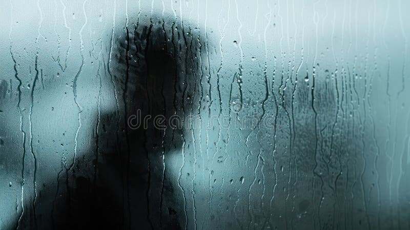 Shadowy Figure Behind a Frosted Stock Illustration - Illustration of ...