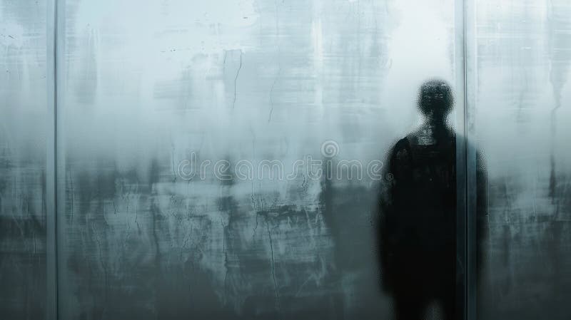 Shadowy Figure Behind a Frosted Stock Illustration - Illustration of ...