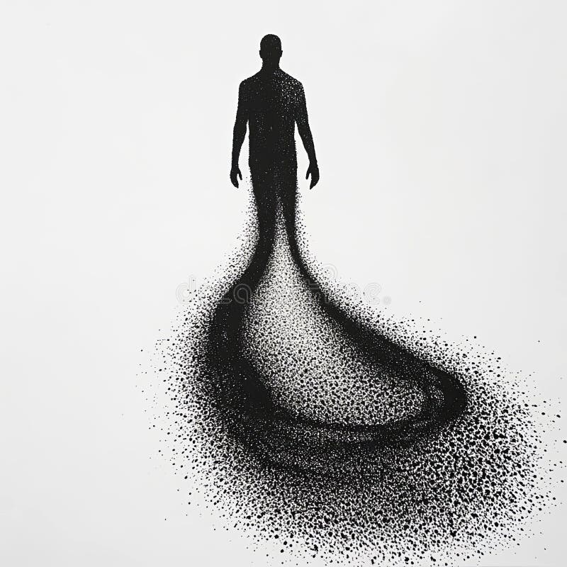 Shadowy Figure Dissolving into Particles, Merging with the Void ...