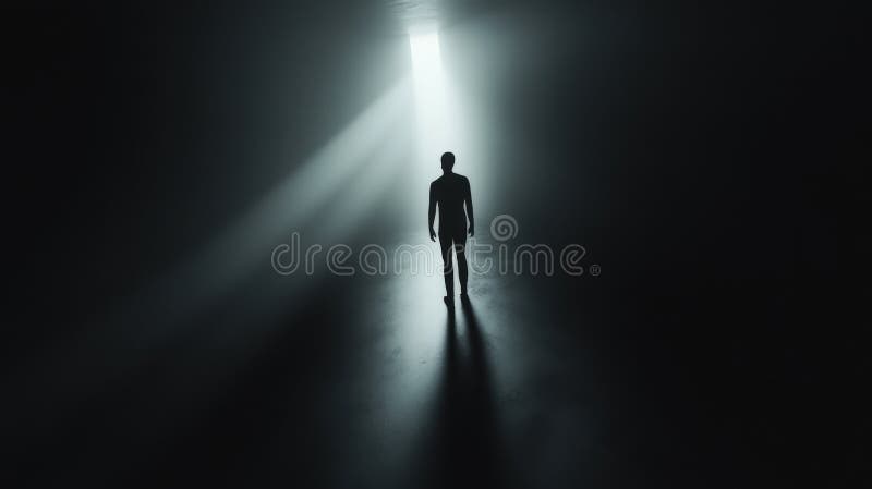 Shadowy Figure Emerging from Total Darkness Stock Image - Image of ...