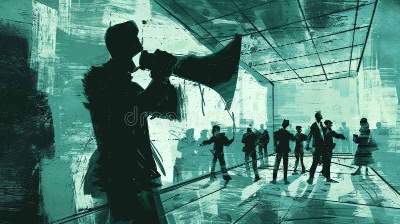 A Shadowy Figure Holding a Megaphone, Delivering a Threatening Message ...