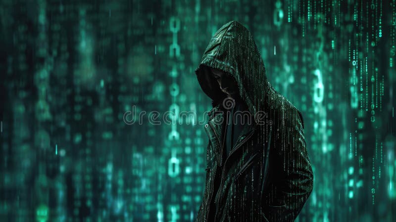 Shadowy Figure in a Hooded Jacket Standing Against a Backdrop of ...