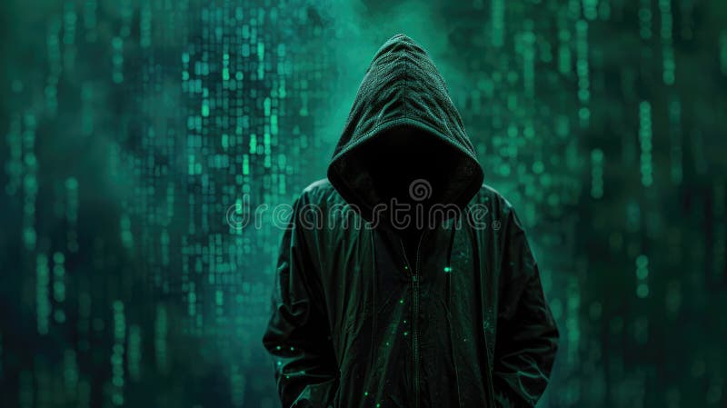 Shadowy Figure in a Hooded Jacket Standing Against a Backdrop of ...