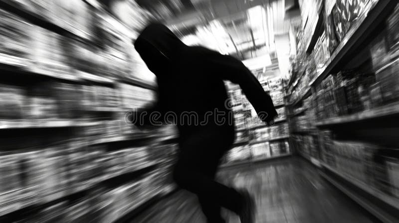 Shadowy Figure Running through Store Aisle Stock Illustration ...