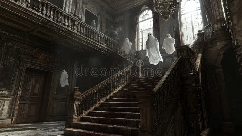 Shadowy Figures Hover in Twilight, Their Faint Shapes Casting an Eerie ...