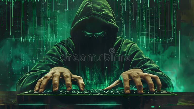 Neon Hacker at Work AI Generative Stock Image - Image of digital ...