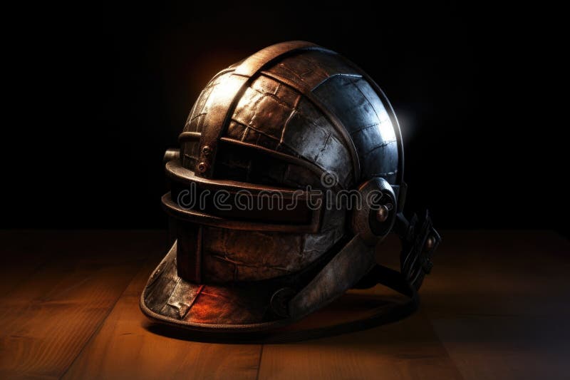 Shadowy Lighting on a Classic Metal Helmet Stock Illustration ...