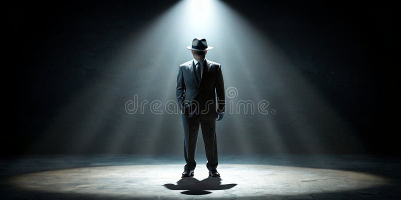 A Shadowy Mafia Figure Illuminated by a Single Spotlight AI Generative ...